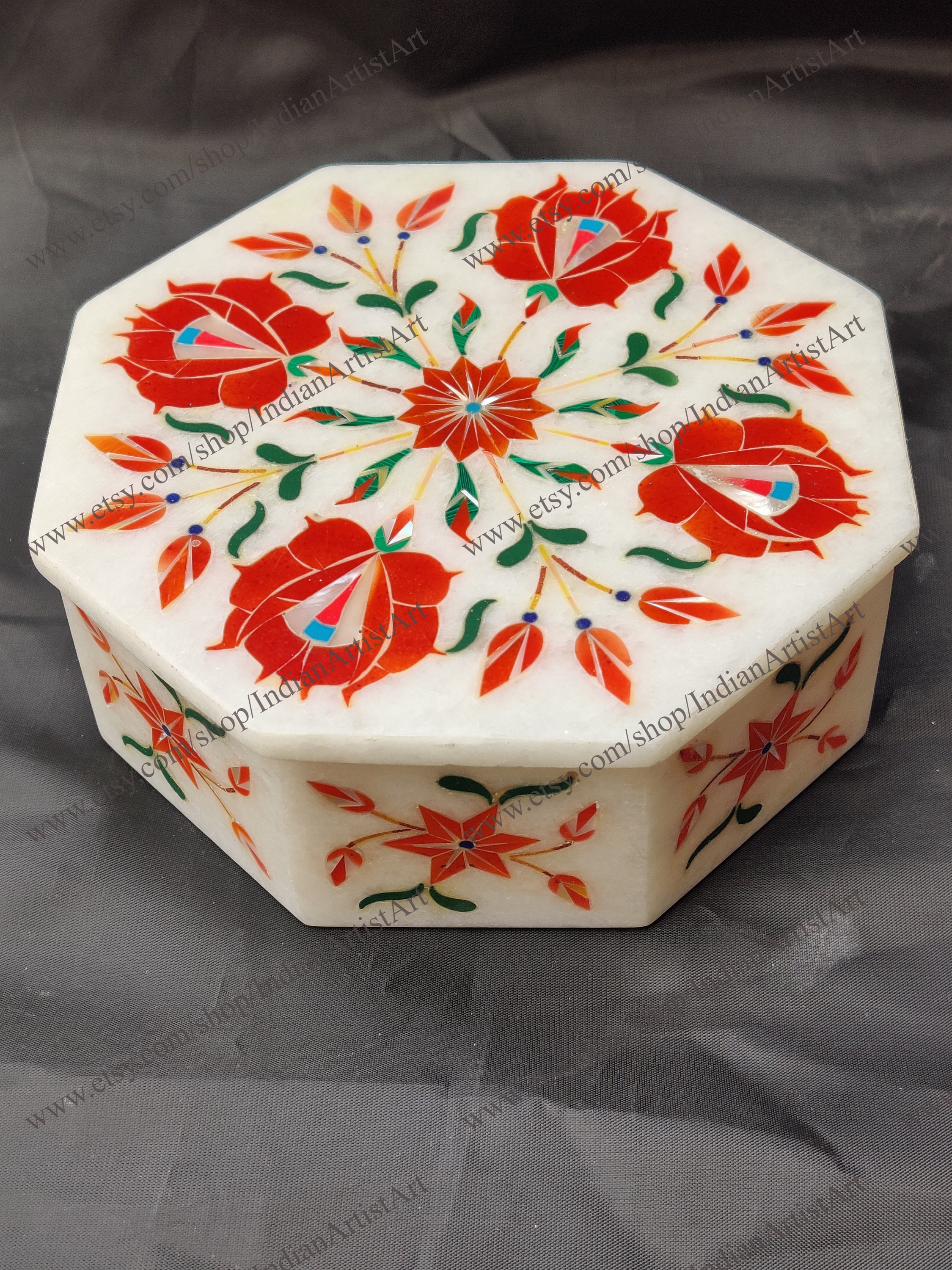 Green Color Box in White Marble for Christmas Gifts Idea / - Etsy