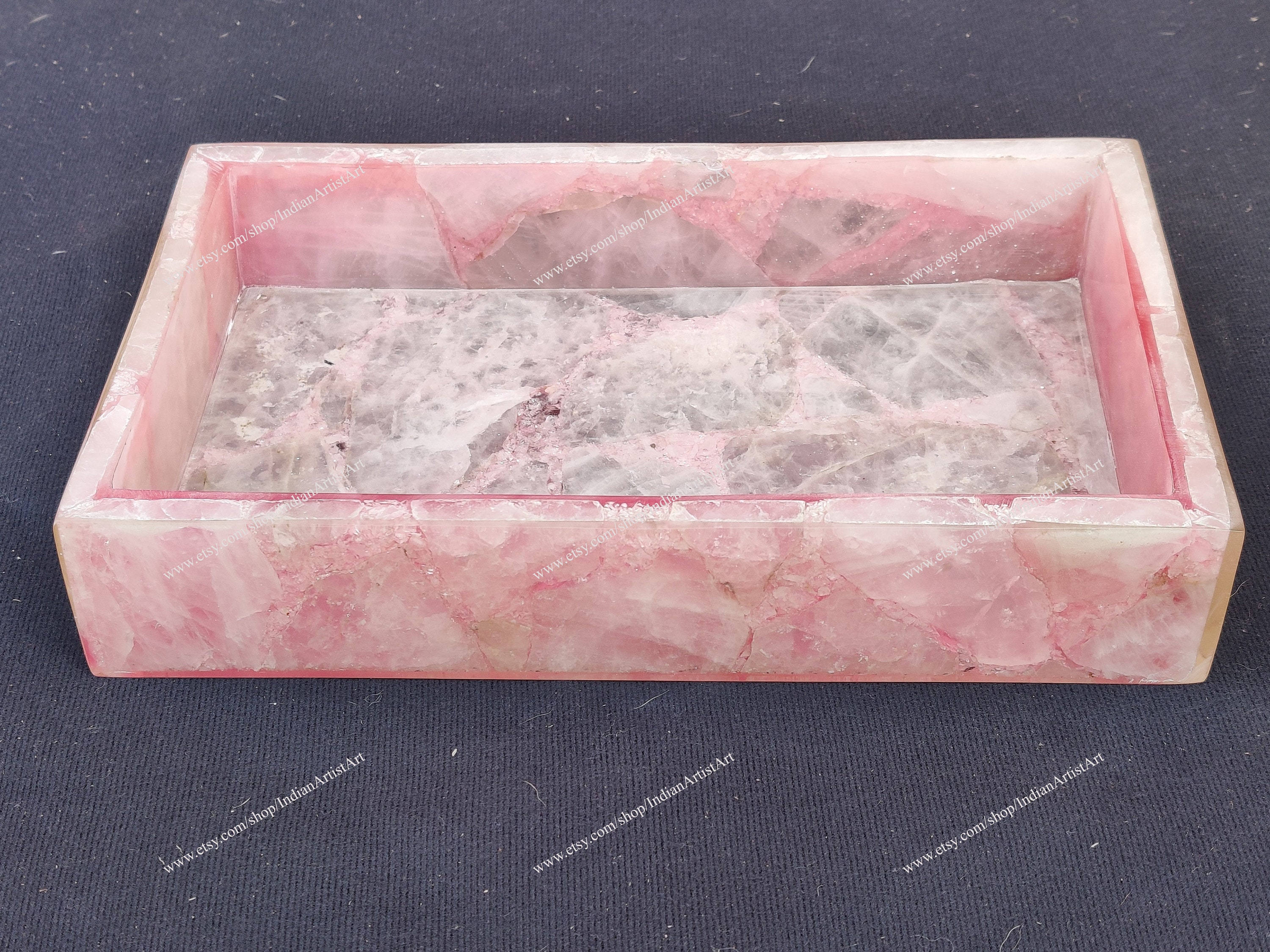 Pink Rose Quartz Tray for Coffee Table Use / Bathroom Tray - Etsy