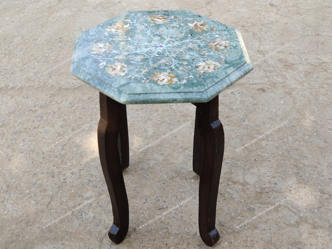 Green Marble Table Top / Inlay Art Table Top / Indian Pietredura Table ...