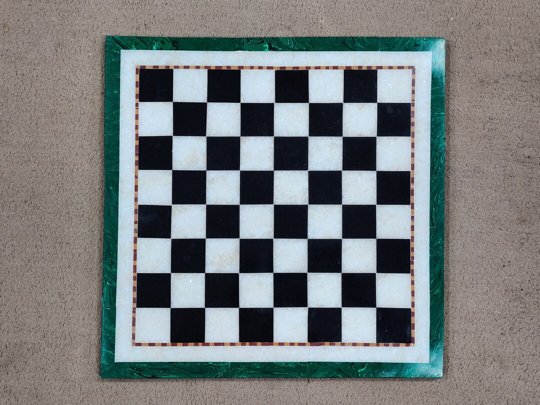 Handmade Marble Chess Table Top: Green Malachite Border - Etsy