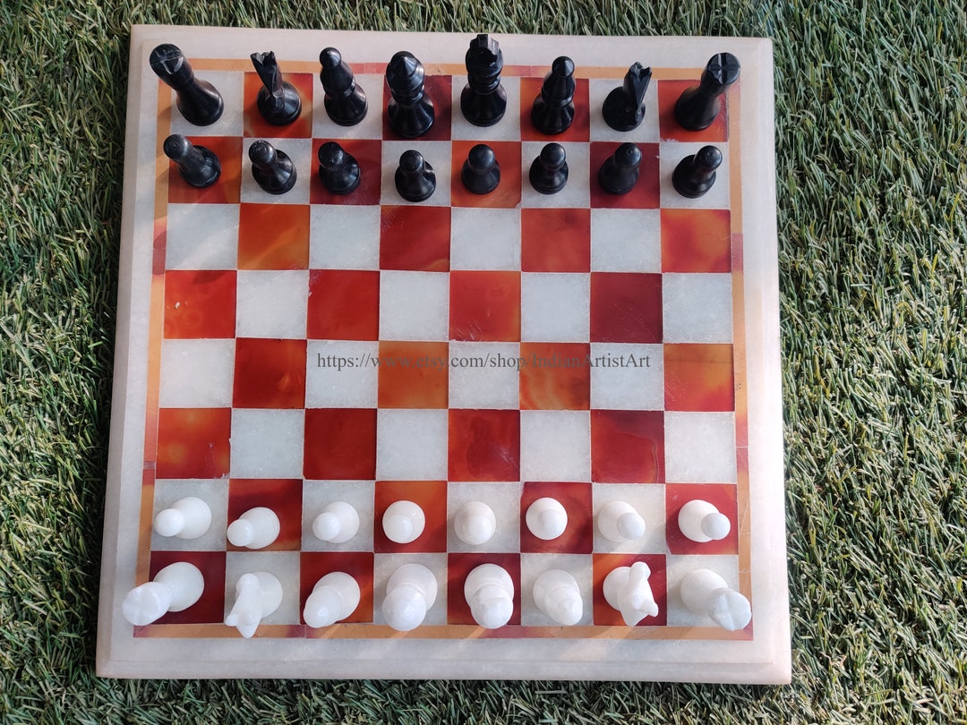 Red Onyx Chess Board, Home Furnishing Chess Board, Handmade Chess Board ...