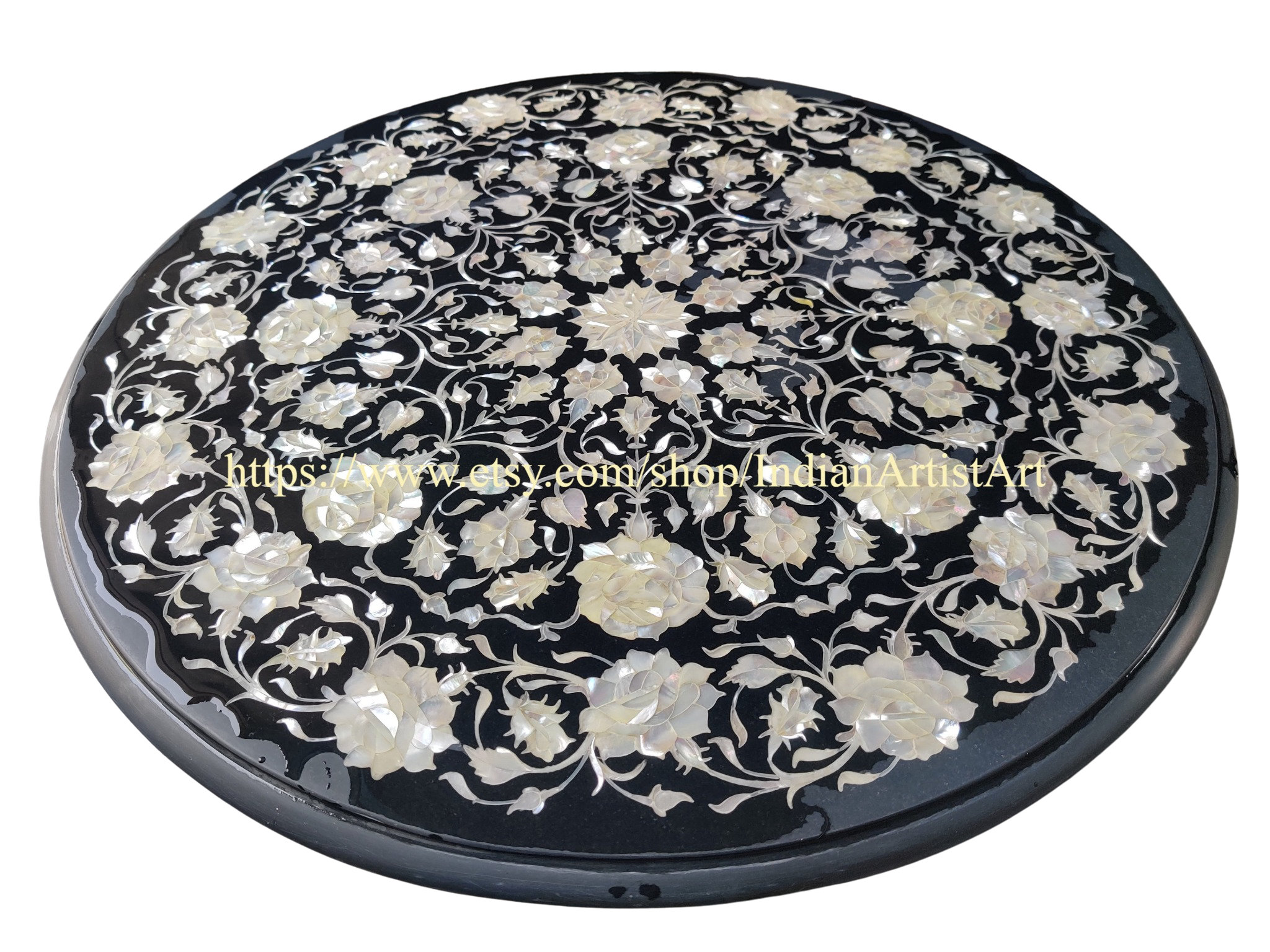 Marble Inlay Art Table Top / Circular Coffee Table Top With - Etsy