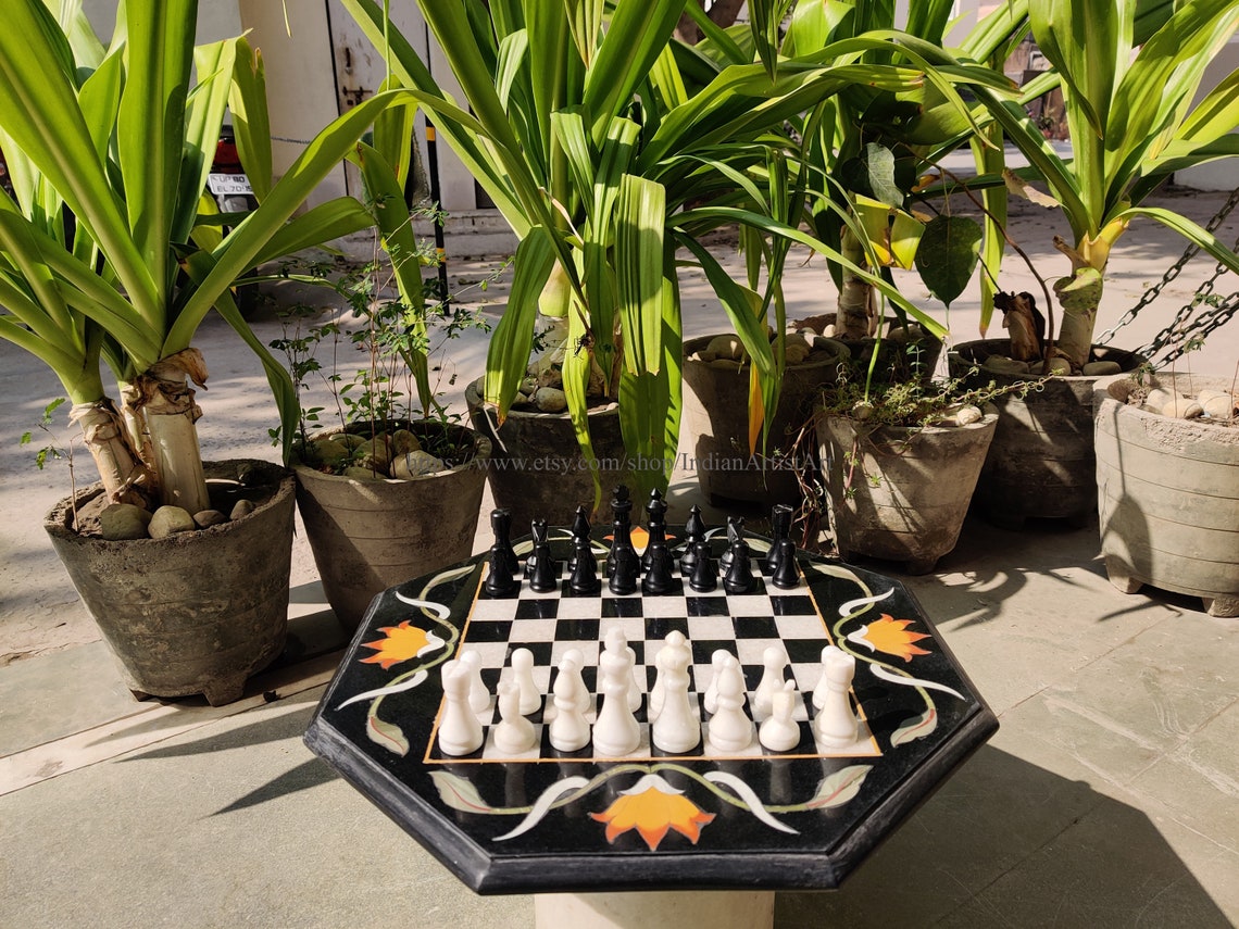 Luxury Chess Board Black Marble Chess Table Black and White | Etsy