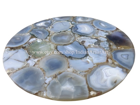 Natural Agate Table Top in Round Shape - Etsy