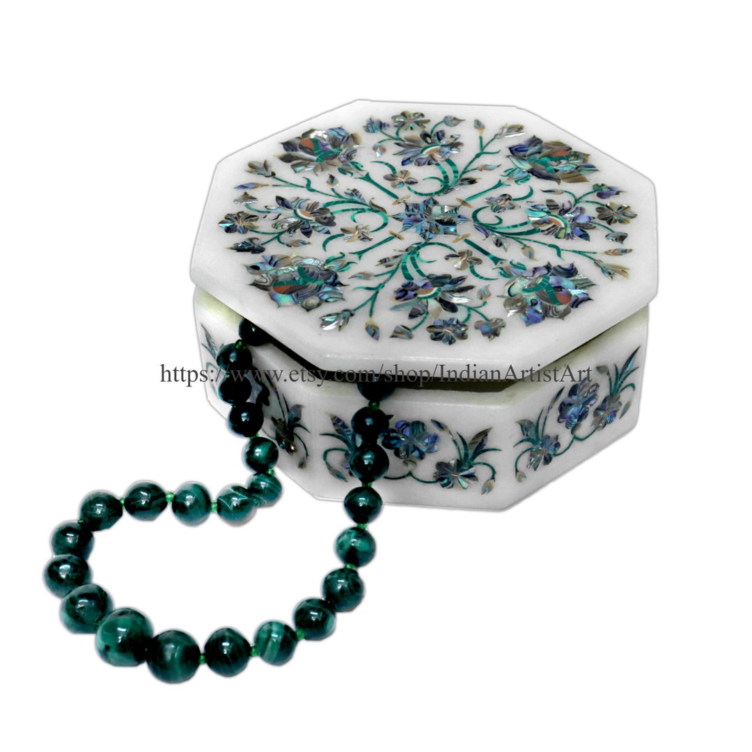 White Marble Gift Box, Octagon Abalone Inlay Jewelry Box - Etsy