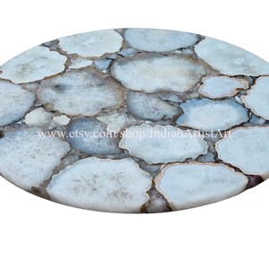 White Agate Table Top in Round Shape - Etsy