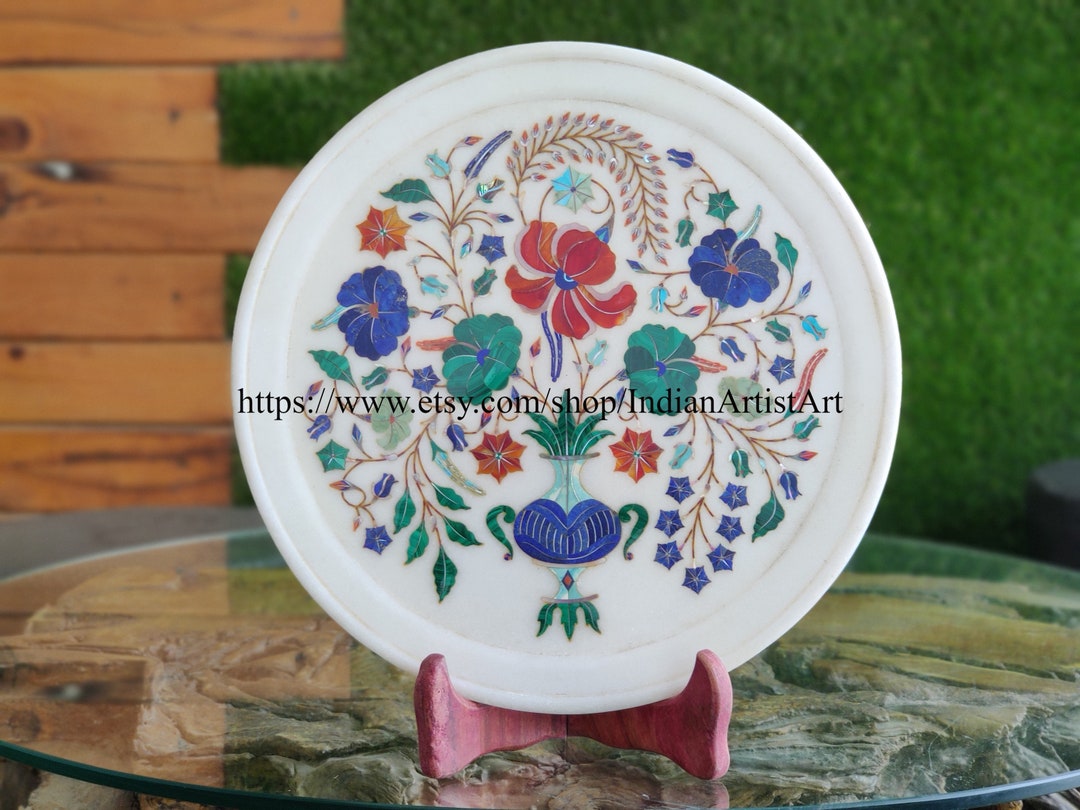 Marble Tree of Life Plate: Semi-precious Stone Inlay, Home Decor - Etsy