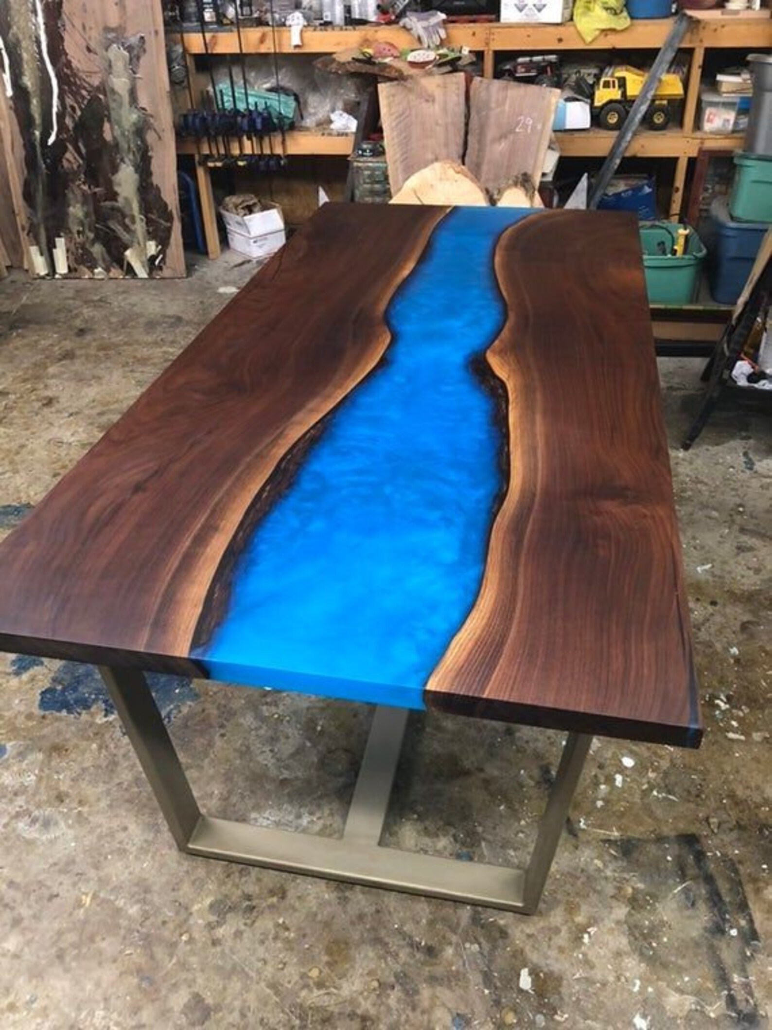 Blue River Resin Table / Resin Table Top in Natural Wood / - Etsy