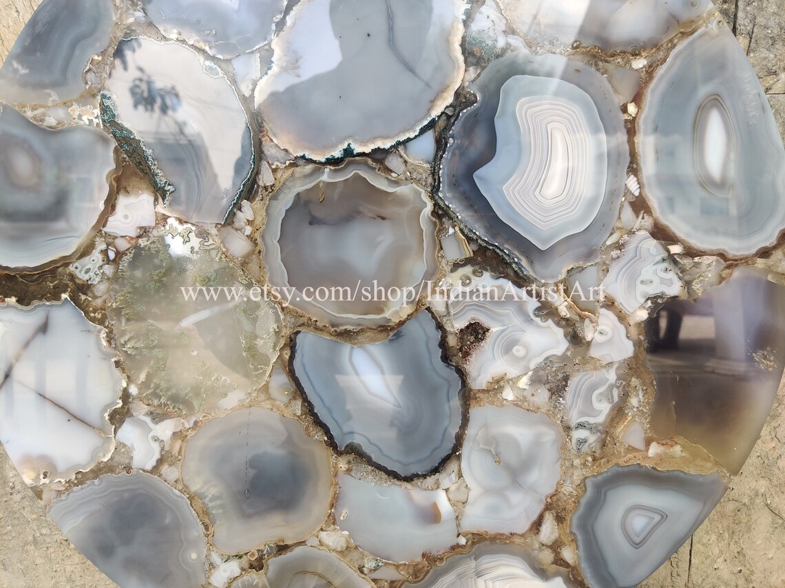 Natural Agate Table Top in Round Shape - Etsy