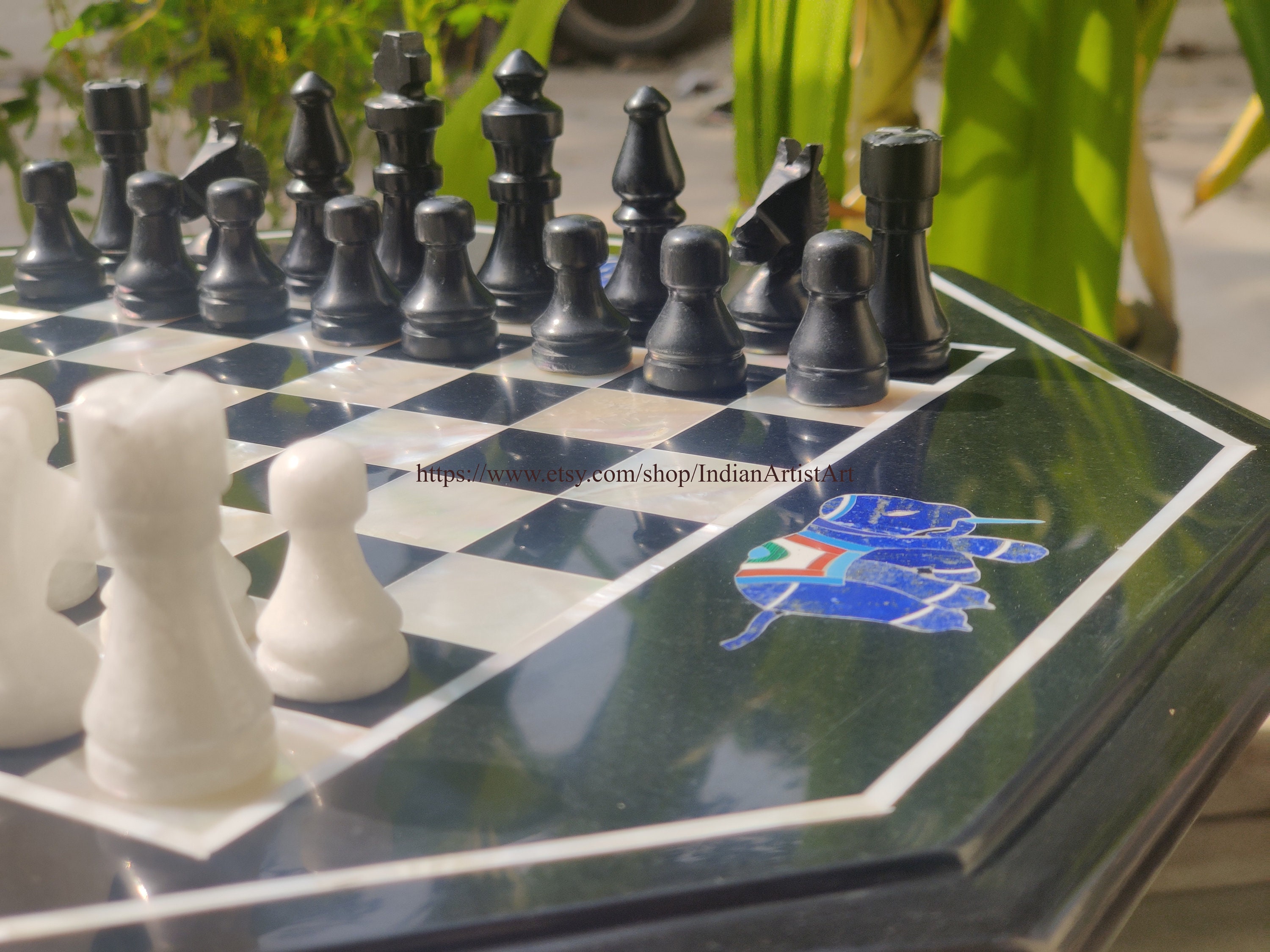 Elephant Design Chess Board Octagon Chess Board Handmade | Etsy