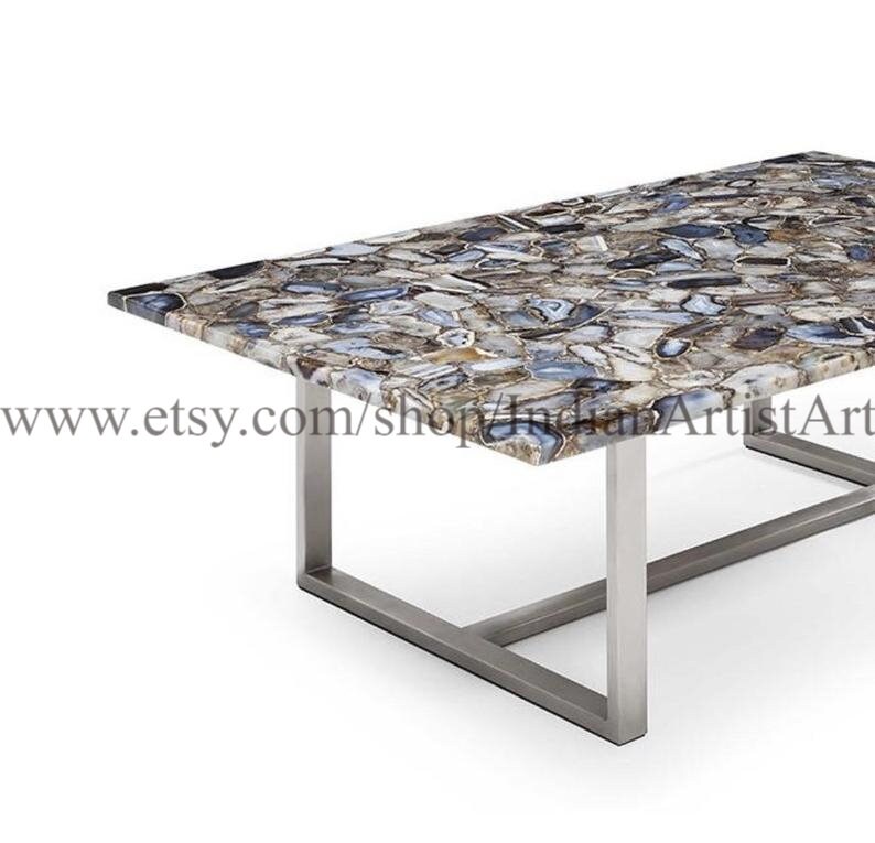 Agate Stone Sofa Table / Geodes Slice Dining Table / Natural - Etsy