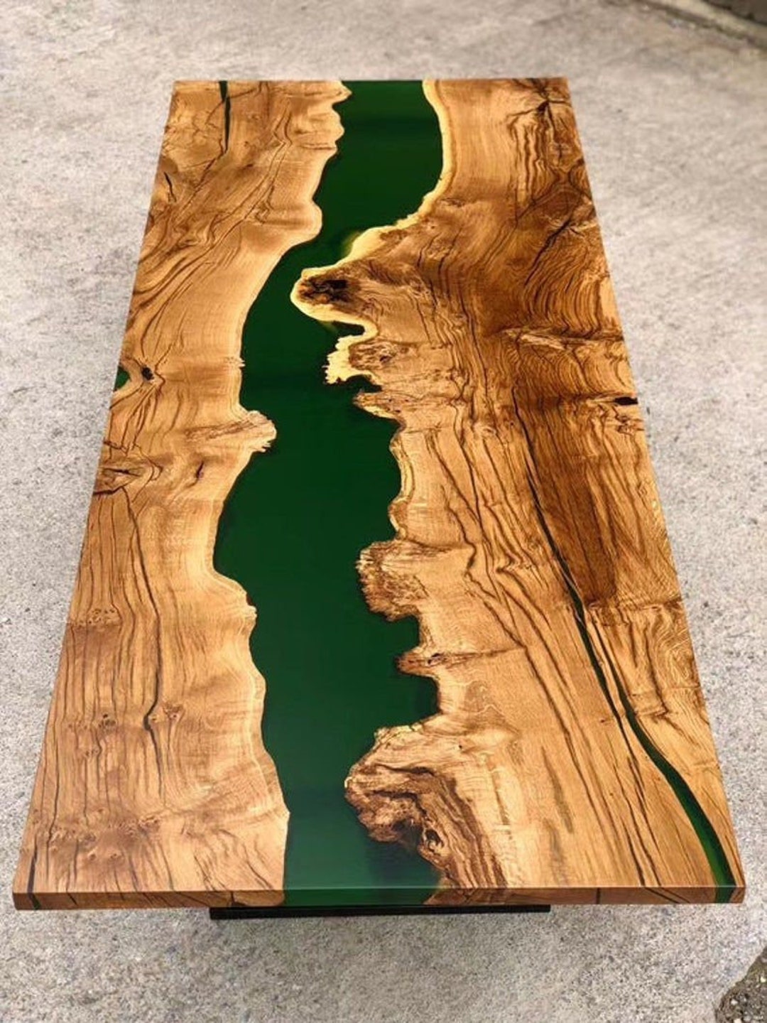 Holz Epoxy Tischplatte / Grüner Epoxy Tisch in Naturholz / Indische ...