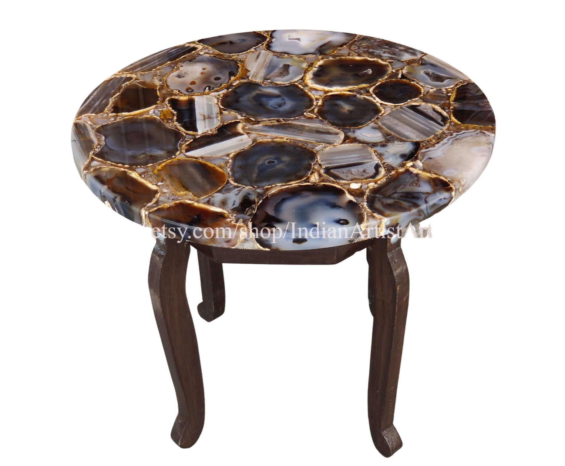 Round Coffee Table With Dark Agate | Etsy