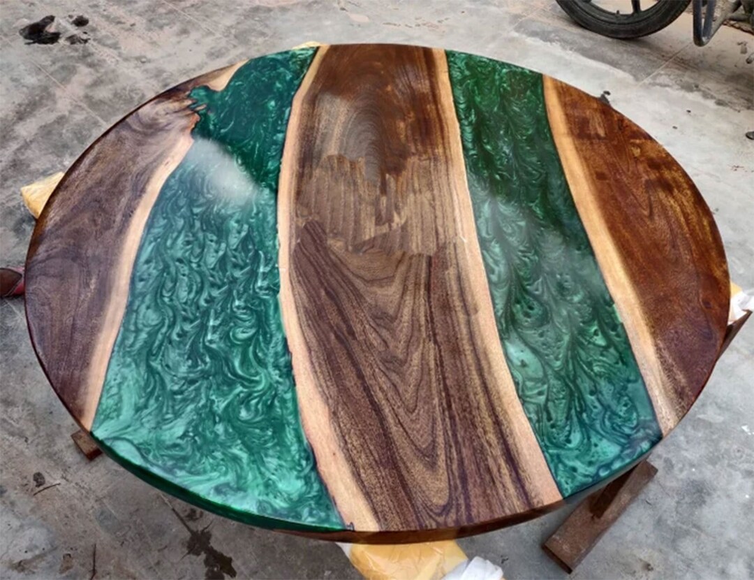 Green Epoxy Coffee Table Top / Small Size Dining Table Top in Wood ...