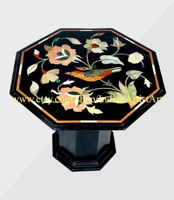 Sparrow Design Table Top in Black Marble Inlay Art for Home | Etsy