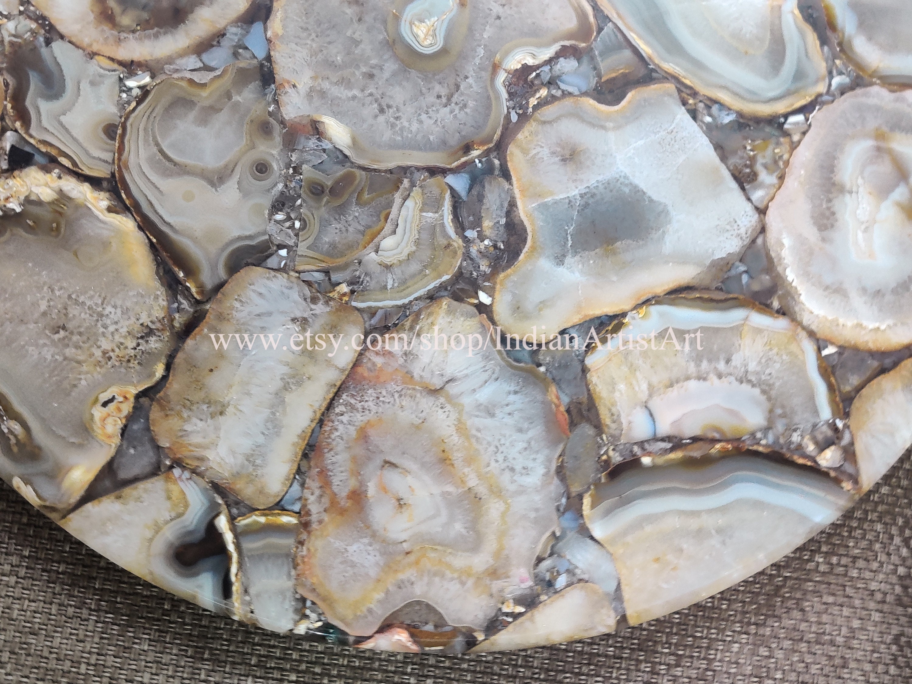 Round Agate Table Agate Stone Table Natural Agate Side Table - Etsy