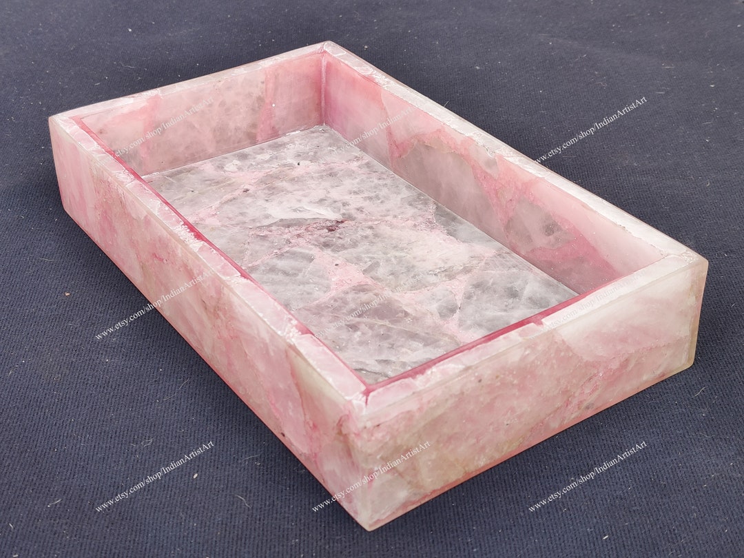 Pink Rose Quartz Tray for Coffee Table Use / Bathroom Tray Accessories ...