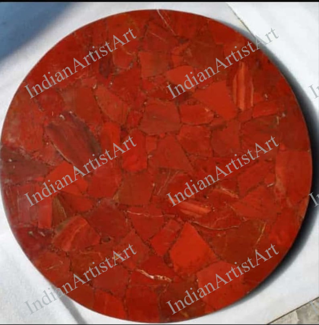 Red Jasper Table Top: Round Gemstone Coffee Table, Home Decor - Etsy