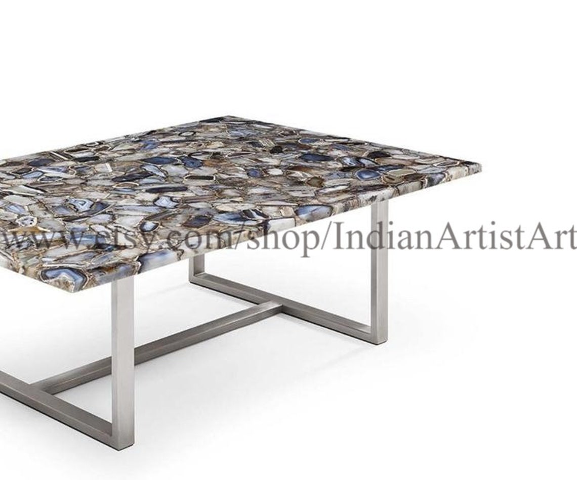 Agate Stone Sofa Table / Geodes Slice Dining Table / Natural - Etsy