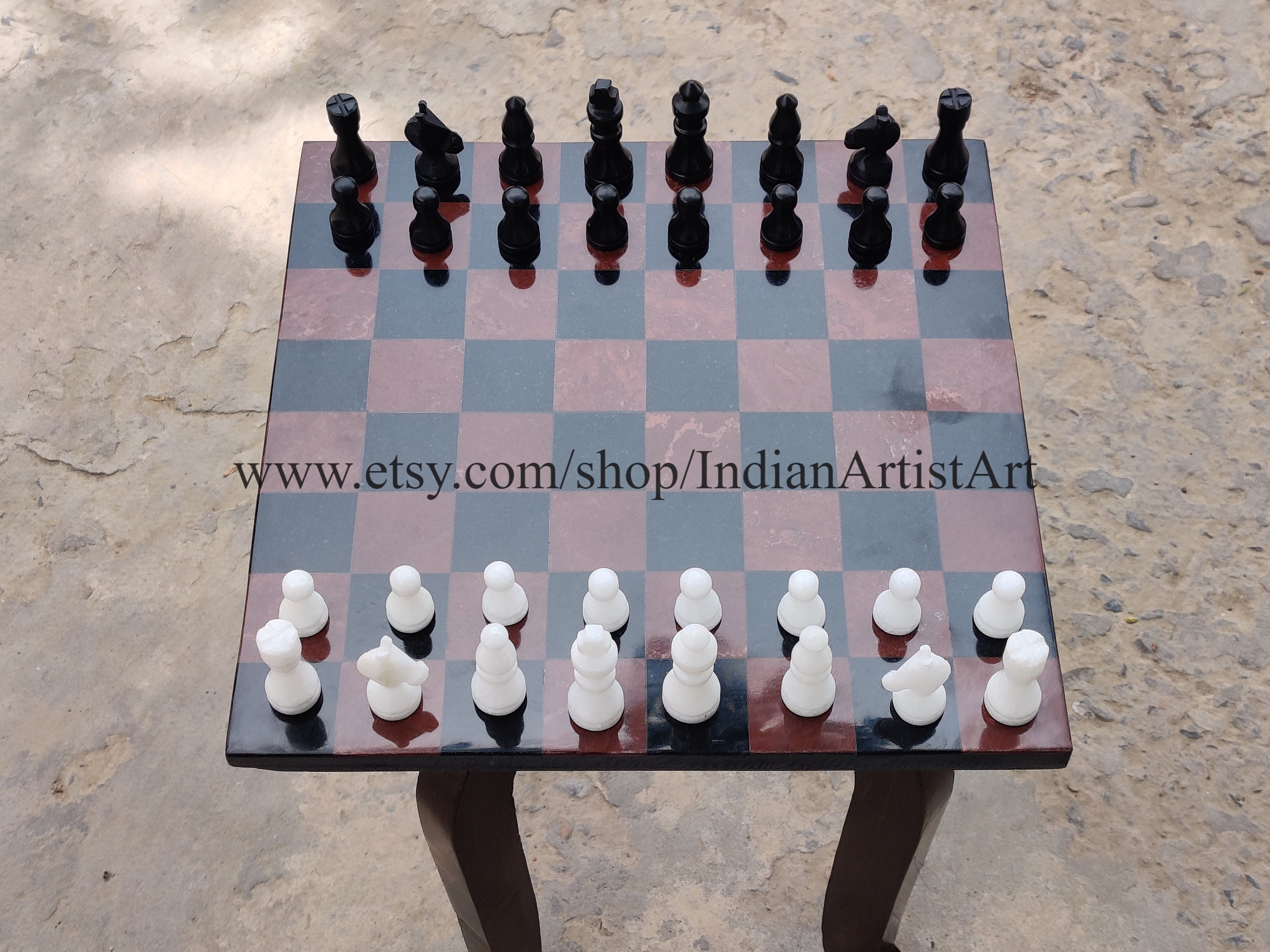 Stone Chess Set With White and Black Marble Chess Pieces / - Etsy