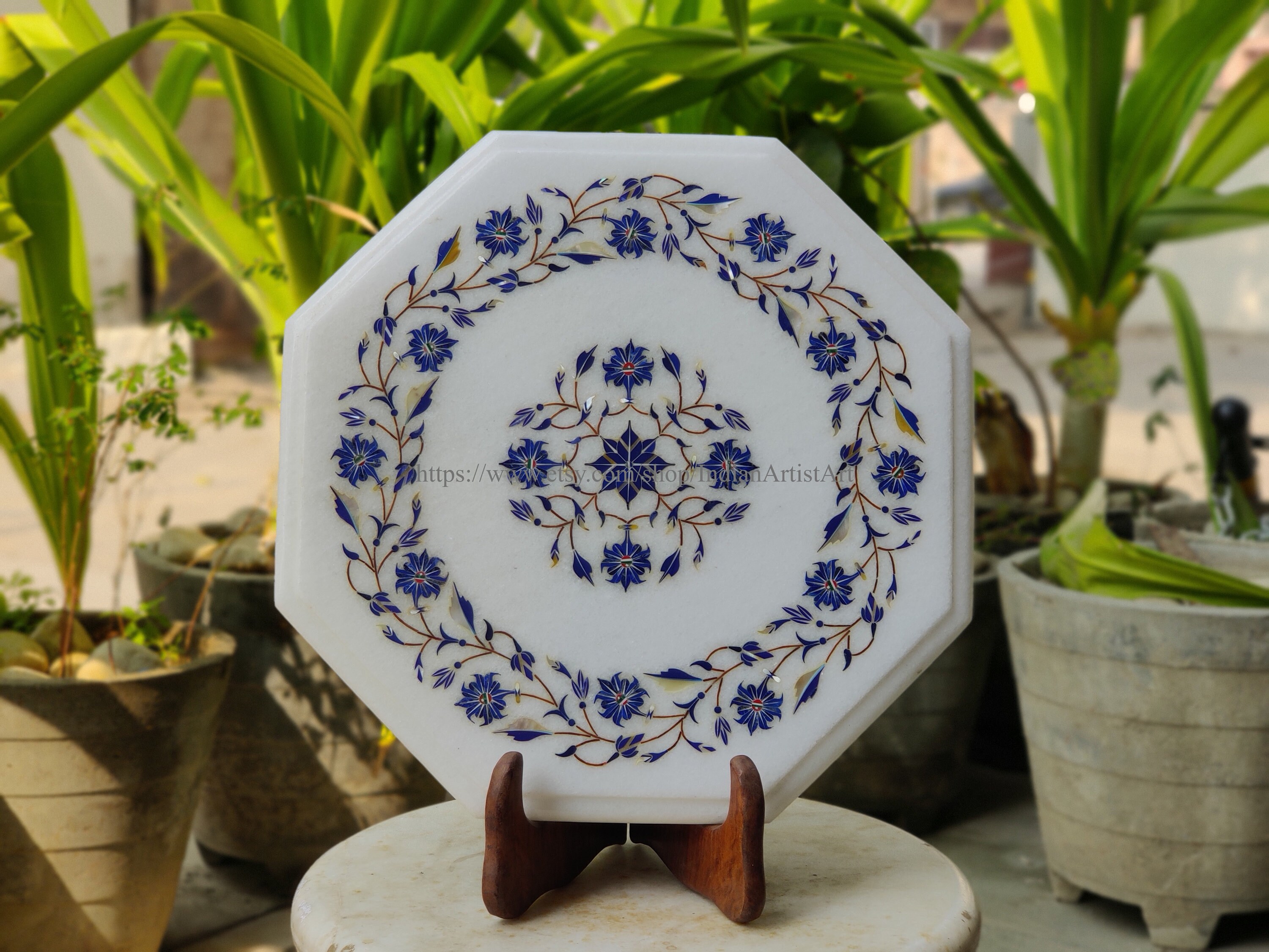 12 X 12 Side Table With Wooden Stand A Unique - Etsy