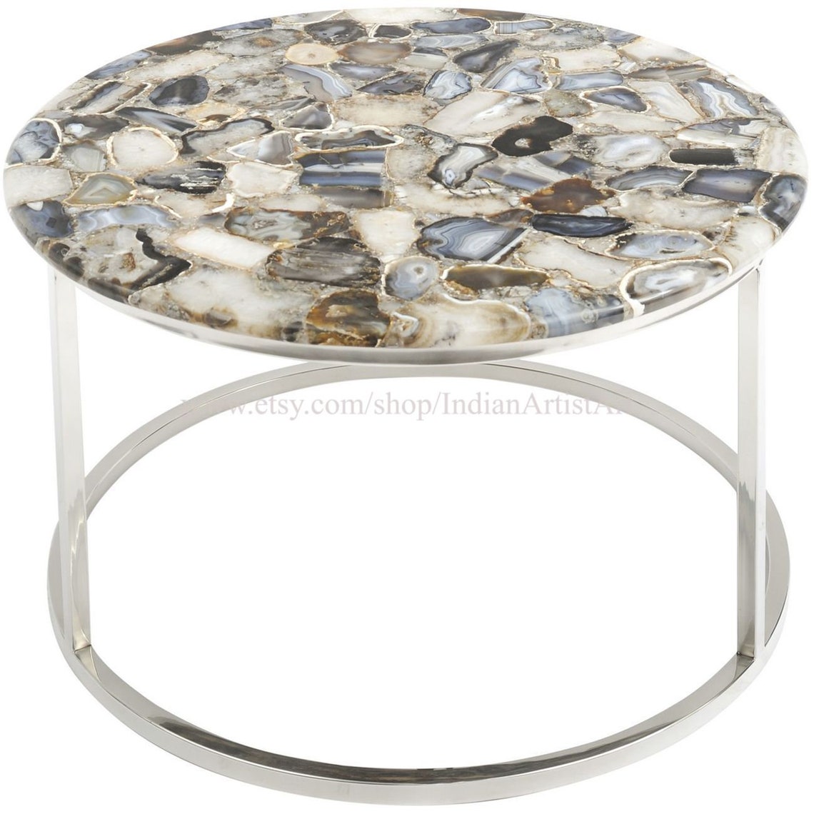 Round Agate Table Agate Stone Table Natural Agate Side Table - Etsy