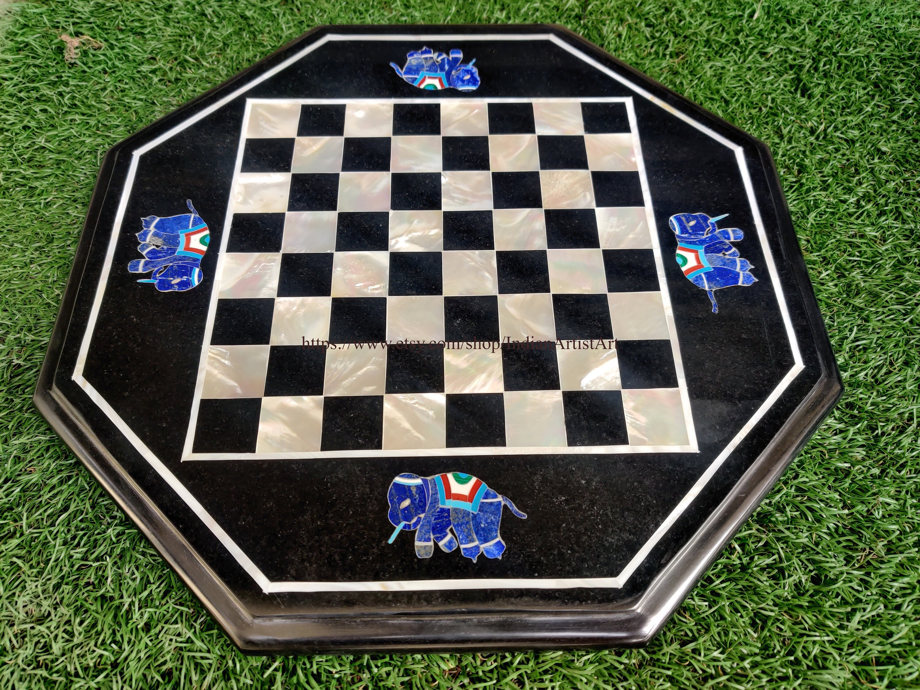 Elephant Design Chess Board Octagon Chess Board Handmade | Etsy