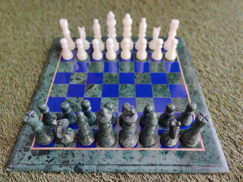 15 Blue Lapis Lazuli Chess Board Luxury Chess Table for - Etsy