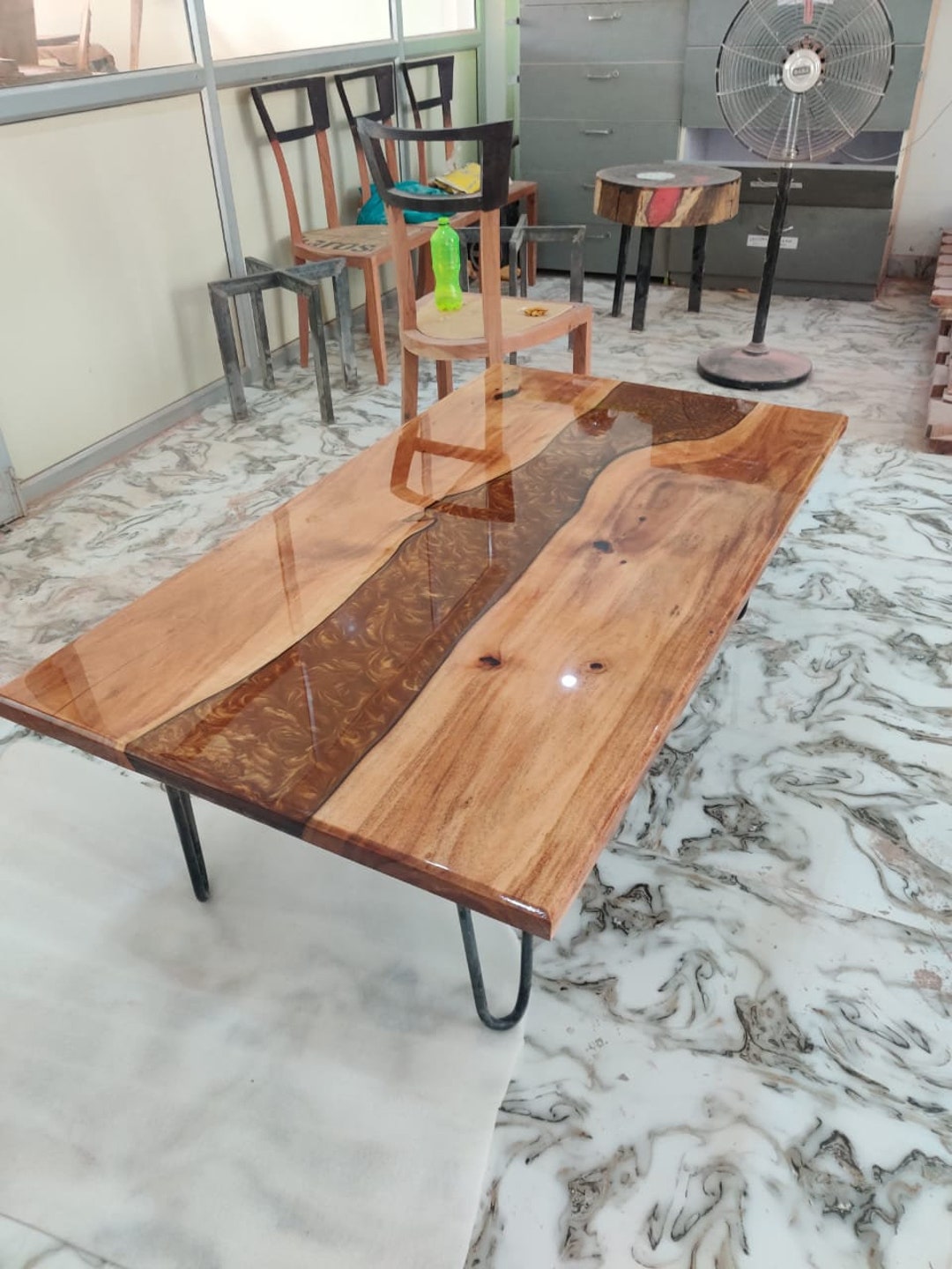 Red River Resin Table / Resin Table Top in Natural Wood / Indian Wood ...
