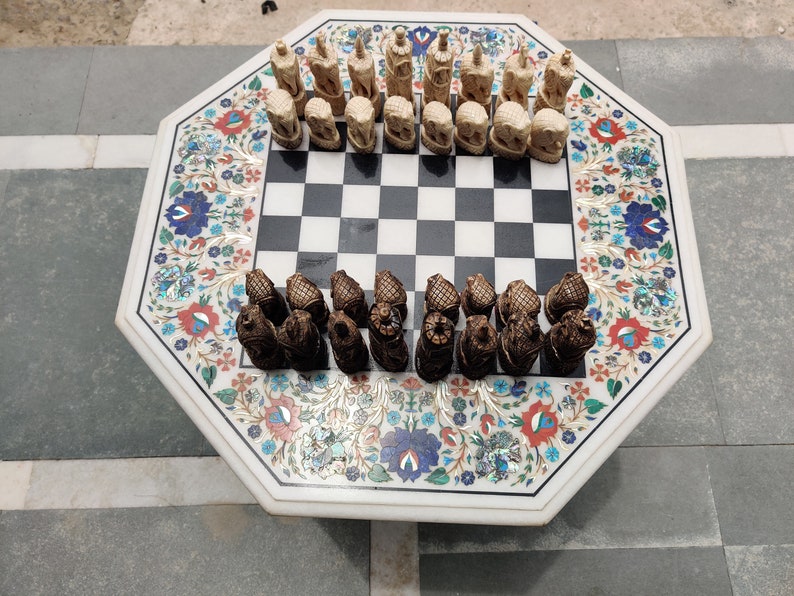 Marble Chess Table / Gambit Queen Chessboard / Queen Gambit - Etsy
