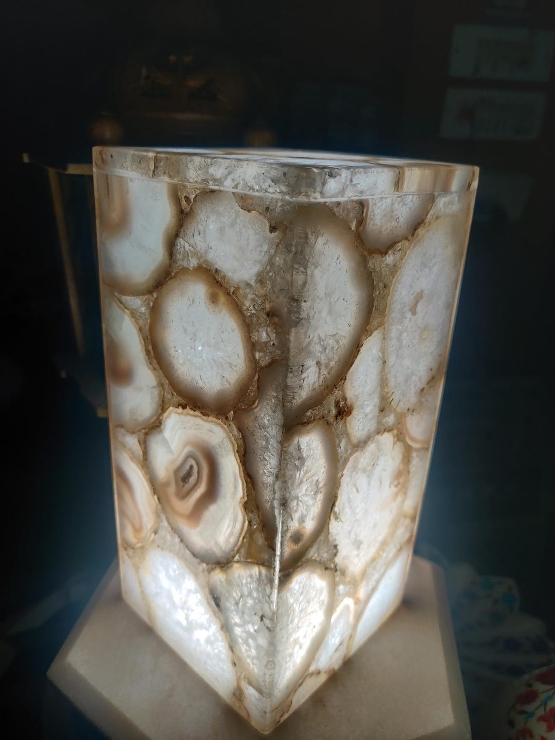 Handmade Natural Agate LED Table Lamp: Calming Home Decor - Etsy