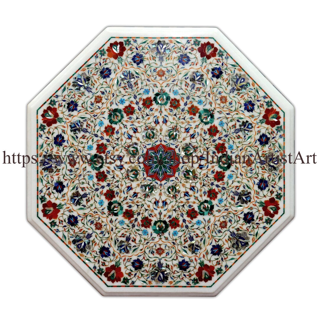 Octangular Table Top, Coffee Table, White Marble Table Top, Indian ...