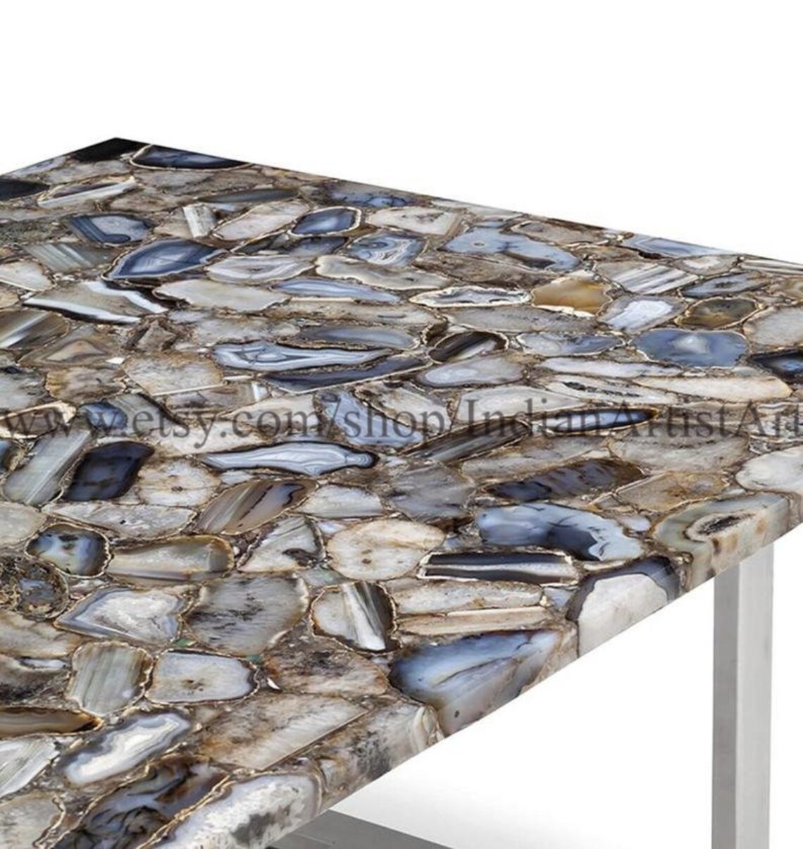 Agate Stone Sofa Table / Geodes Slice Dining Table / Natural - Etsy