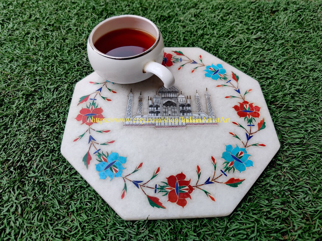 Big Size Marble Coaster India Made Big Size Marble Coaster With Flower ...