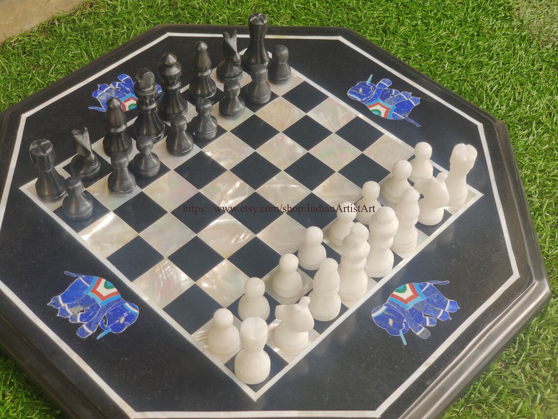Elephant Design Chess Board Octagon Chess Board Handmade - Etsy
