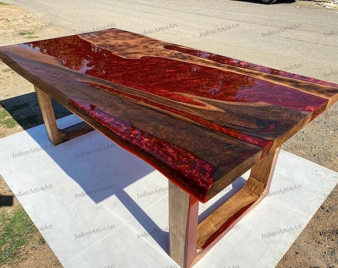 Wine Red Epoxy River Table-sold - Etsy