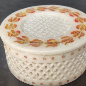 Round Box for Gift, Lattice Art Box, Marble Ring Box, Jewelry Storage ...