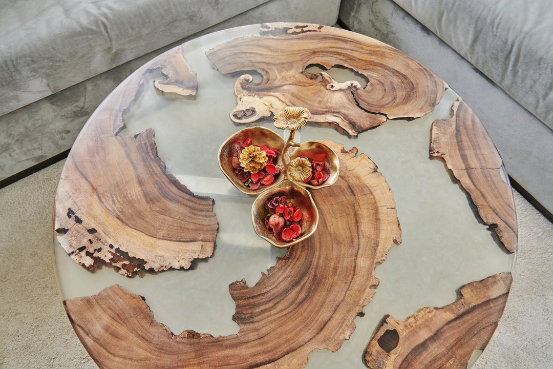 Epoxy Raw Edge Table Top in Acacia Wood, Center Table Top Live Edge ...