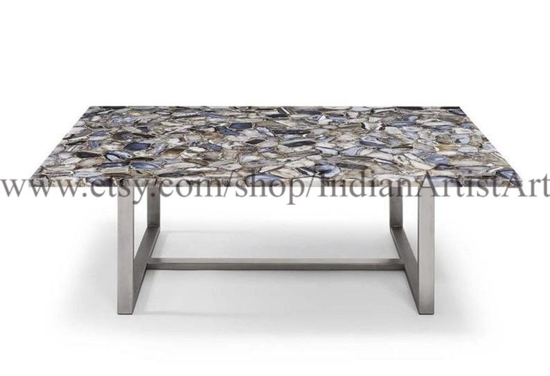 Agate Stone Sofa Table / Geodes Slice Dining Table / Natural - Etsy
