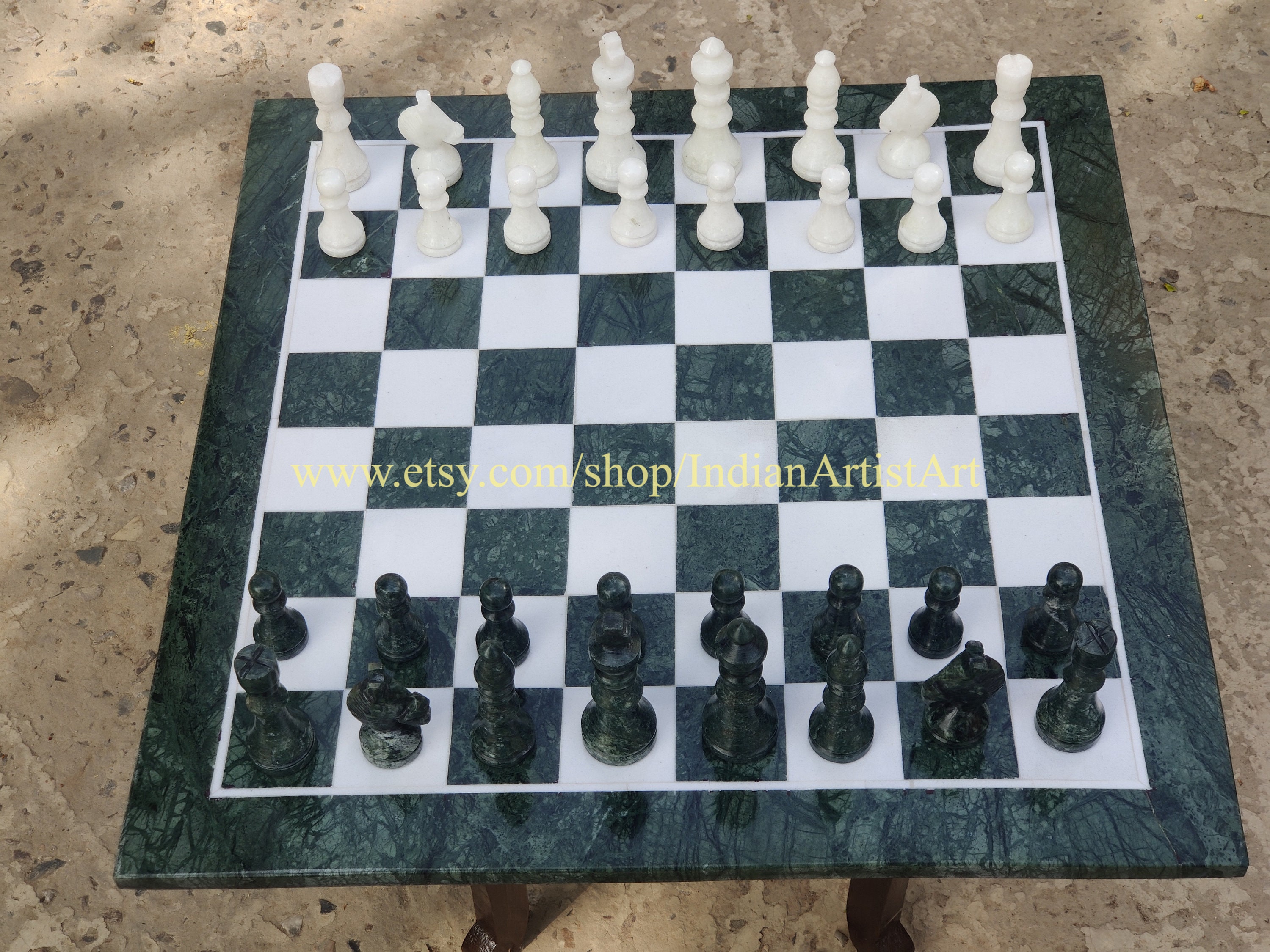 Green Marble Chess Set / Board Game / Handmade Chess Board - Etsy