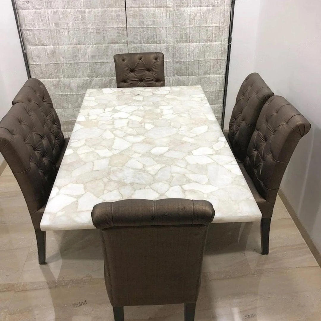 White Agate Tabletop, Agate Dining Table, Console Table, Agate ...