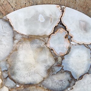 White Agate Table Top in Round Shape - Etsy