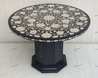 Mother of Pearl Inlay Work Center Table for Home Decor Round Shape ...