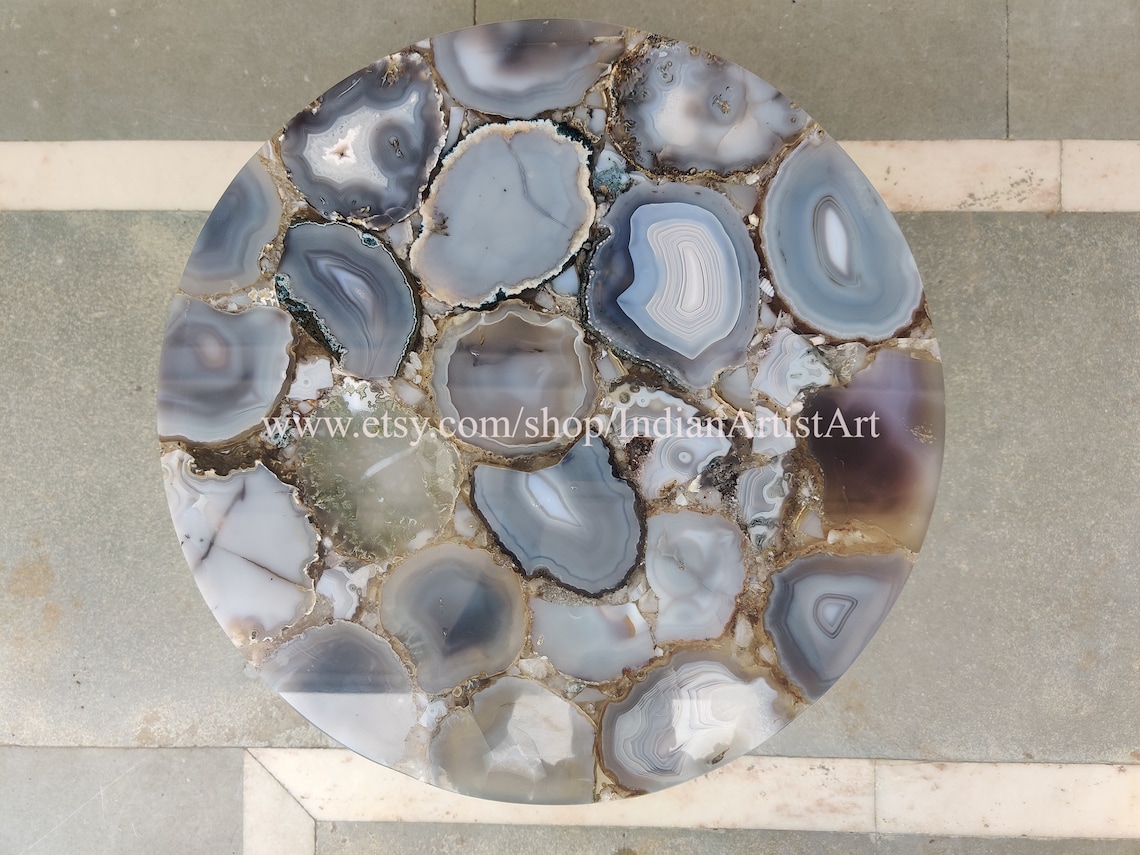 Natural Agate Table Top in Round Shape - Etsy