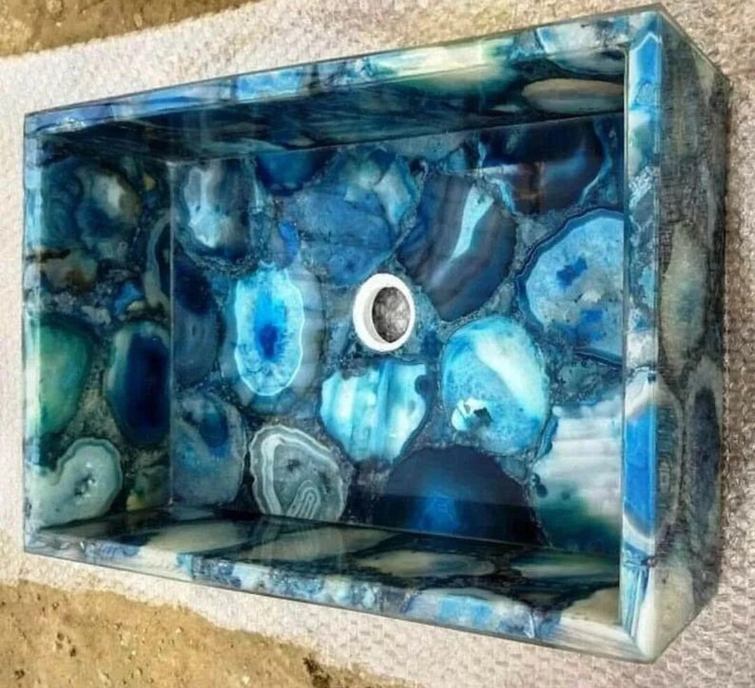 Handmade Blue Agate Stone Sink: Bathroom & Kitchen Decor - Etsy