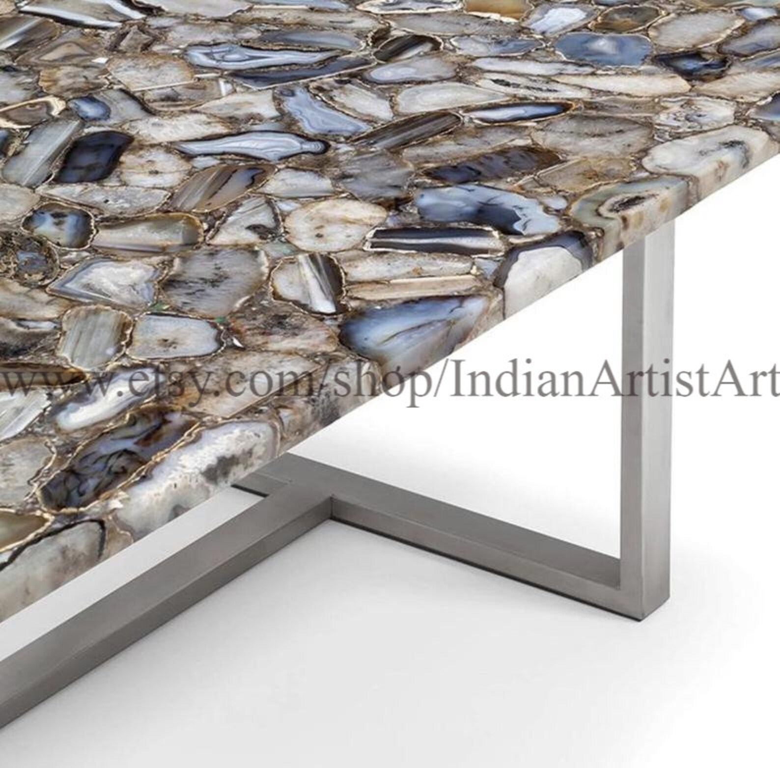 Agate Stone Sofa Table / Geodes Slice Dining Table / Natural - Etsy