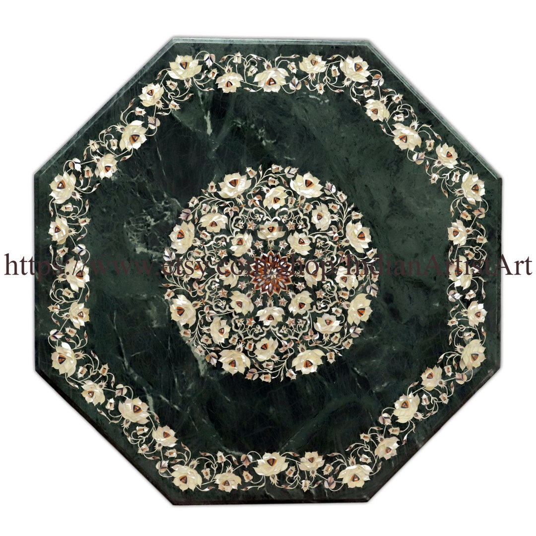 Green Marble Inlay Art Table Top for Home and Office Decoration - Etsy