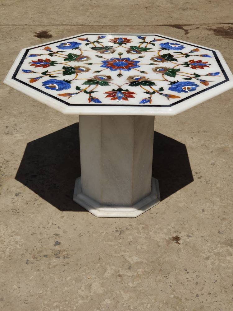 Coffee Table Top in White Marble Inlay Art Indian Taj Mahal Inlaid Art Table Top Mughal Design Coffee Tables White Marble Coffee Table Etsy Canada