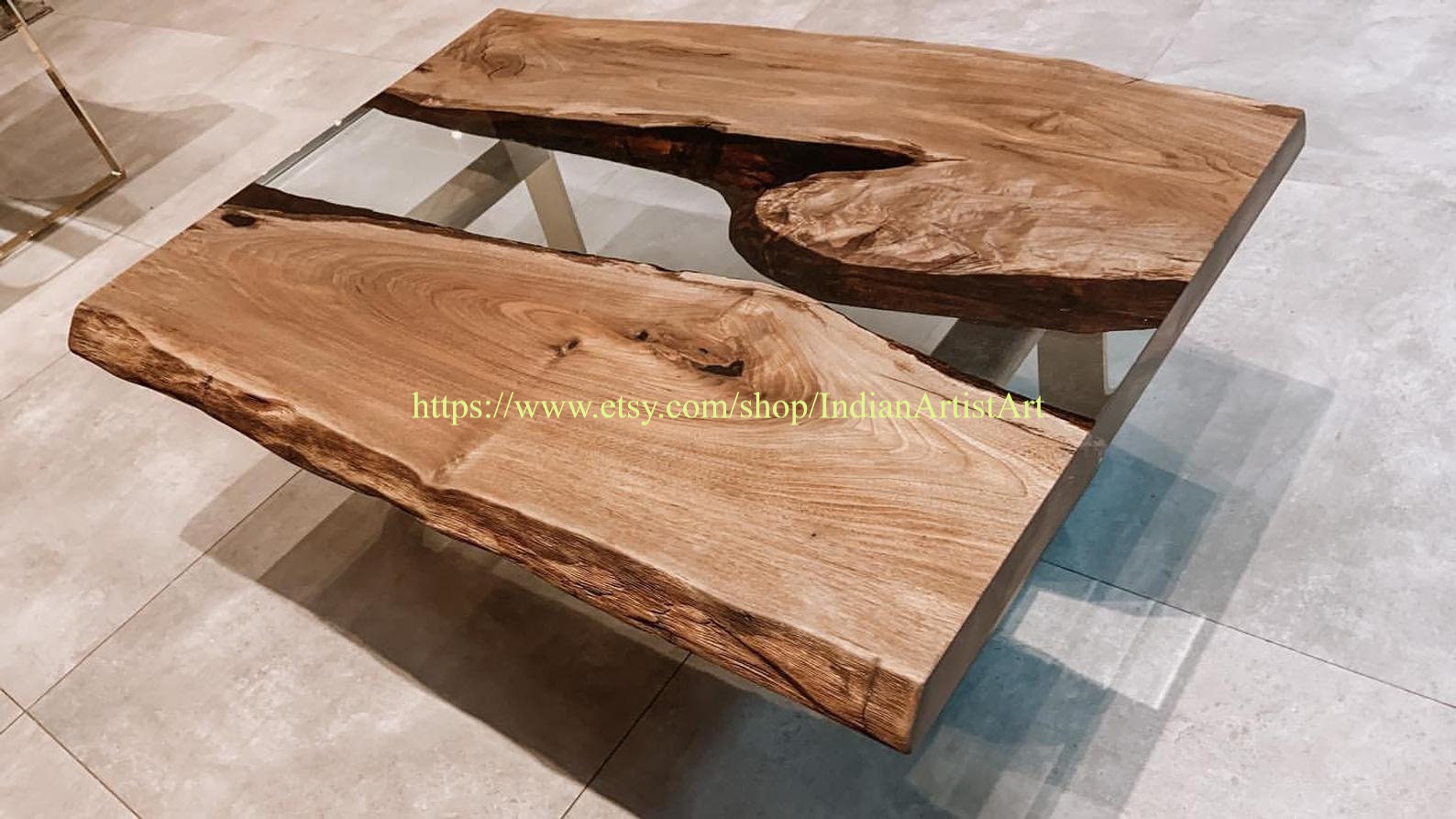 Clear Resin Epoxy Table Top center table top Live Edge Walnut | Etsy