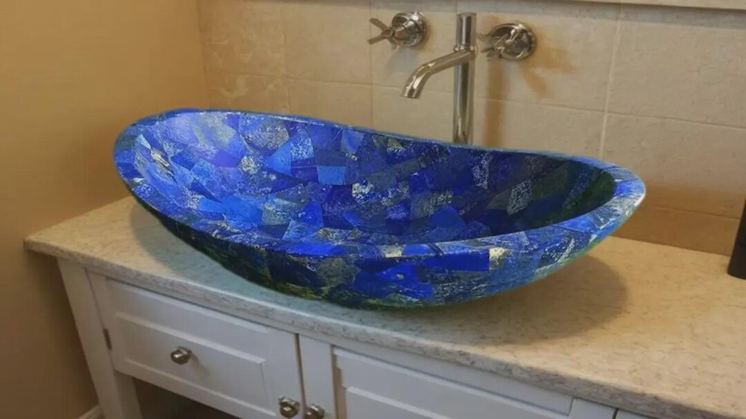 Handmade Lapis Lazuli Oval Wash Basin Sink: Kitchen & Bath Decor - Etsy